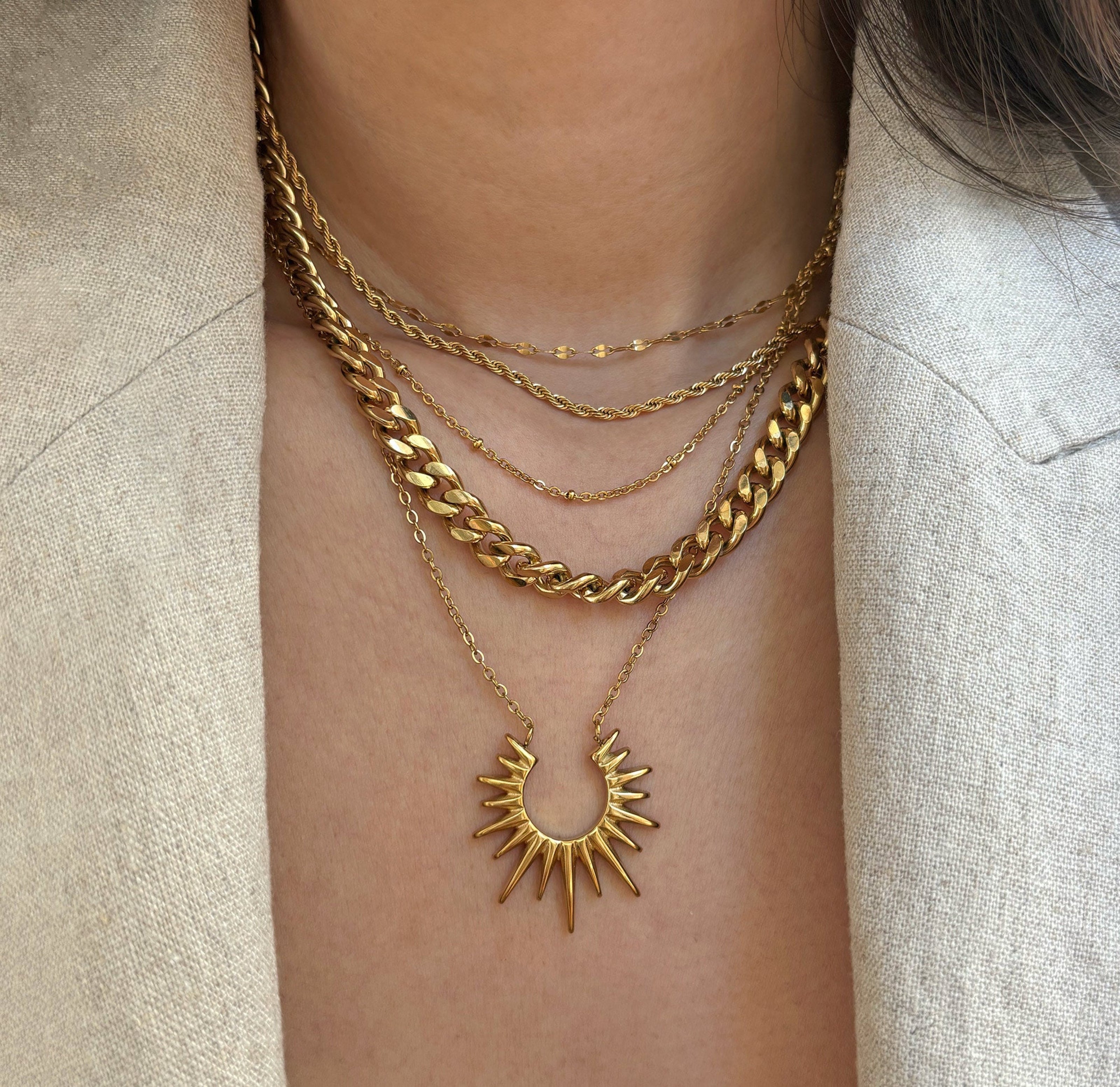 Mabel Gold Sun Pendant Necklace - Waterproof Necklace