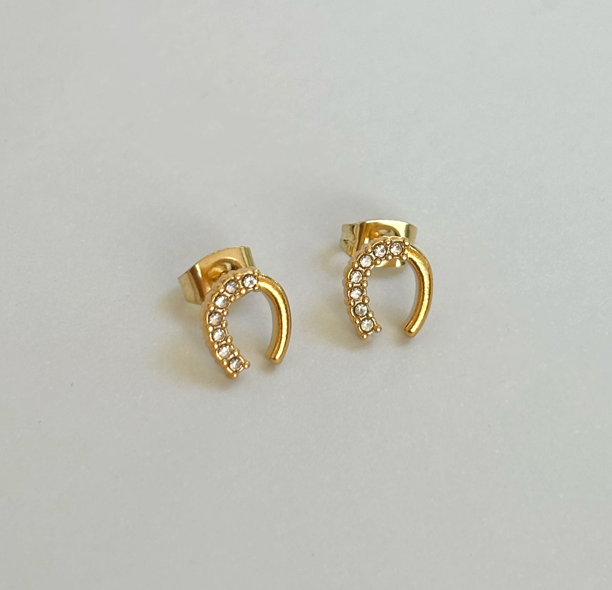 18K Dainty Gold Horseshoe Earrings Sample - Waterproof Earrings