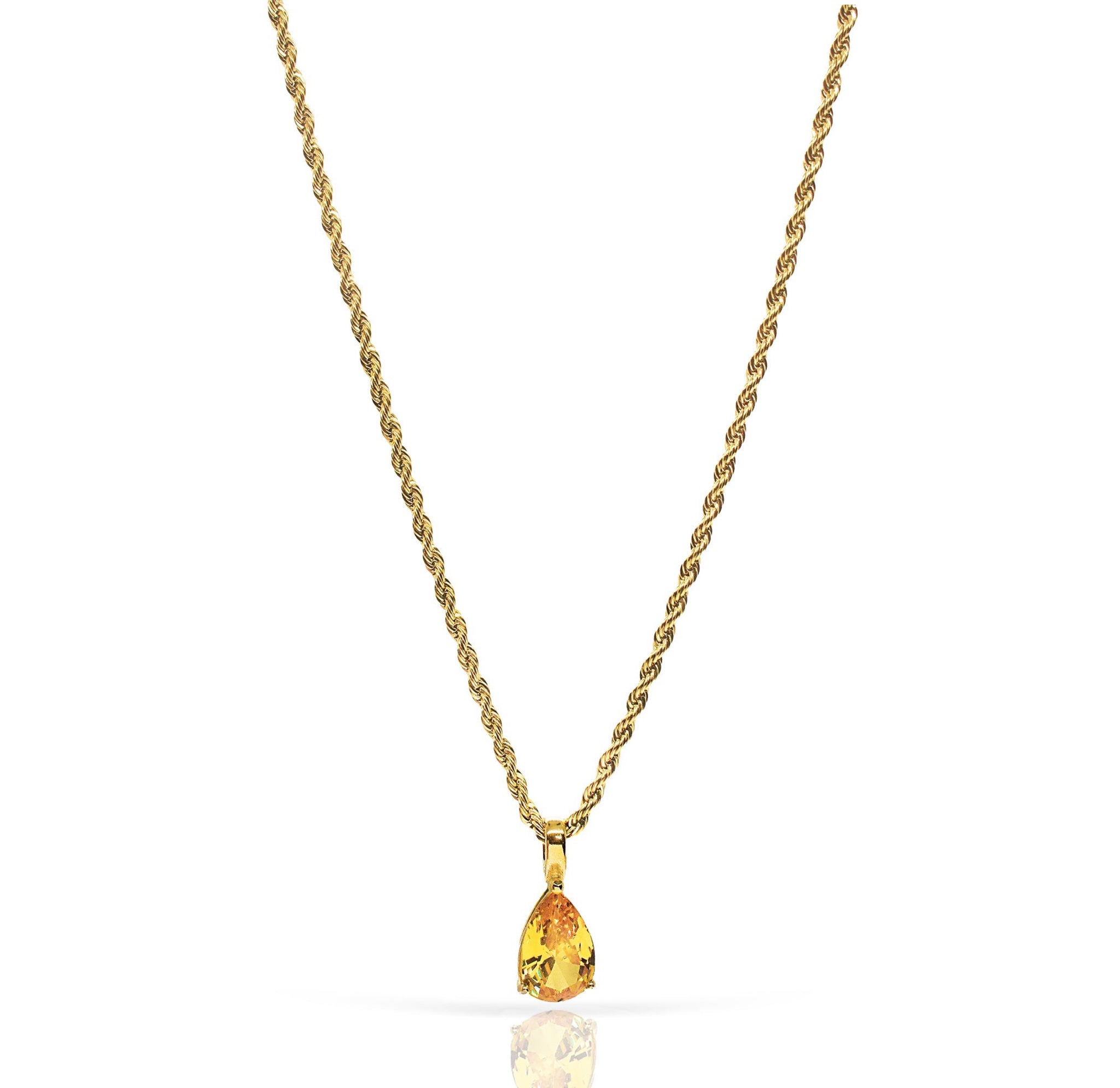 Beatrice Orange Tear Drop Pendant Necklace - Waterproof Necklace