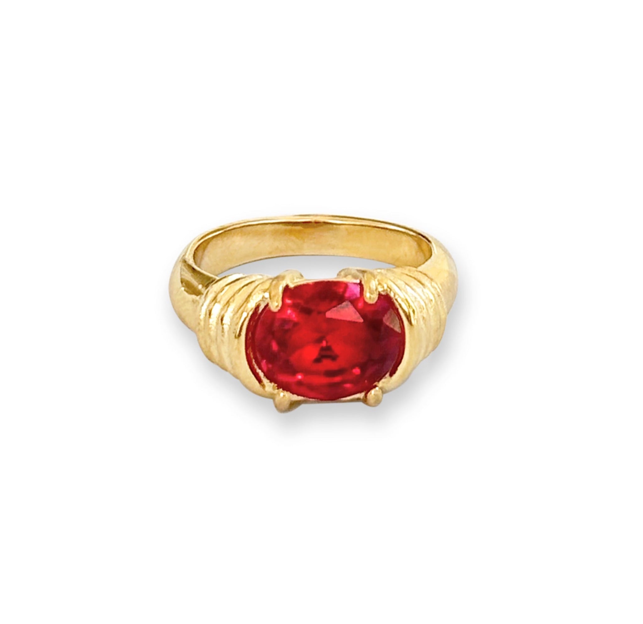 Charlotte Red Gemstone Heirloom Ring - Waterproof Jewelry