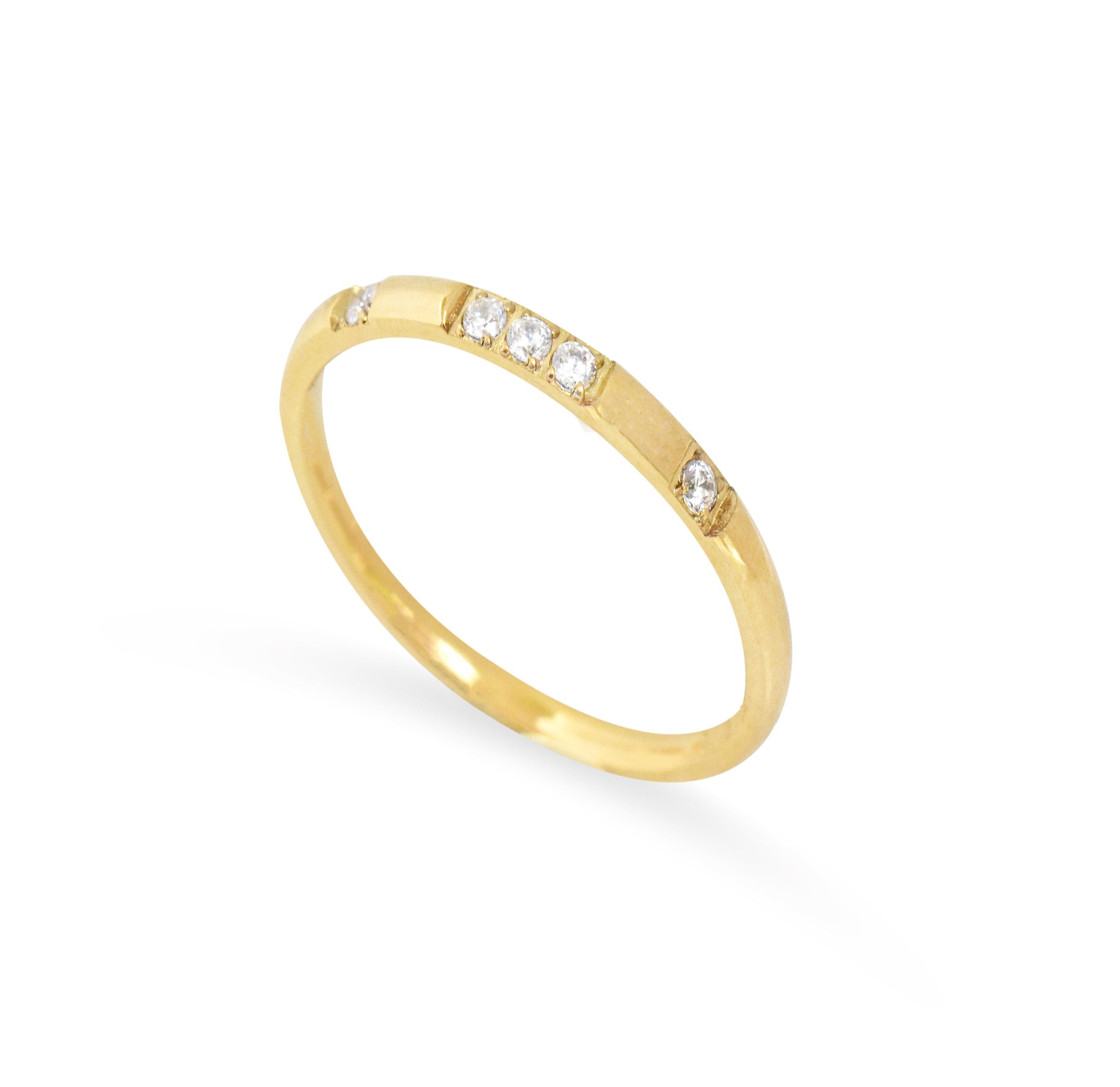 Veda Dainty Gold Cz Diamond Stackable Ring - Waterproof Rings