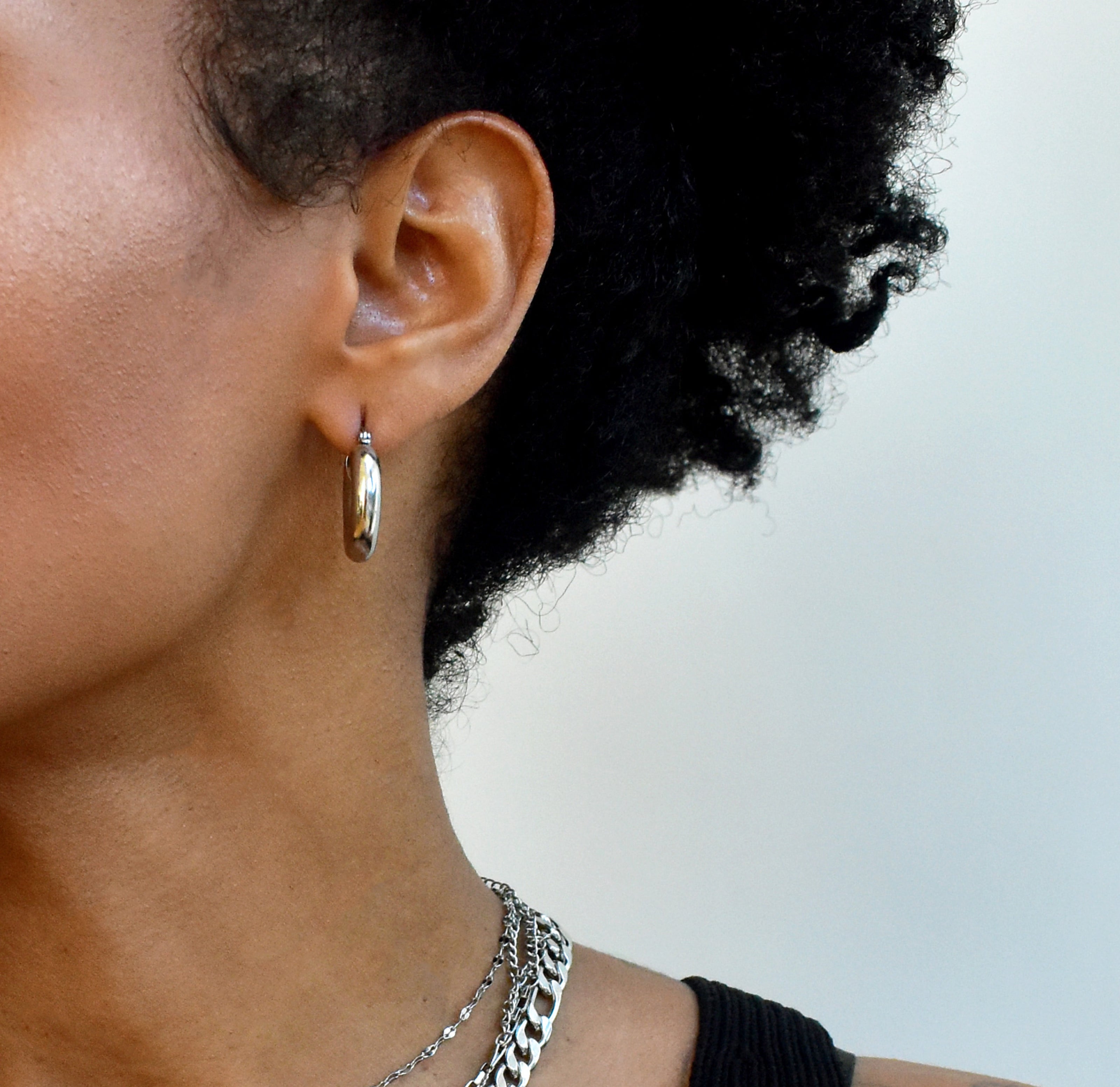 Lucy Silver Chunky Hoop Earrings Sample - Waterproof Jewelry Tarnish Free