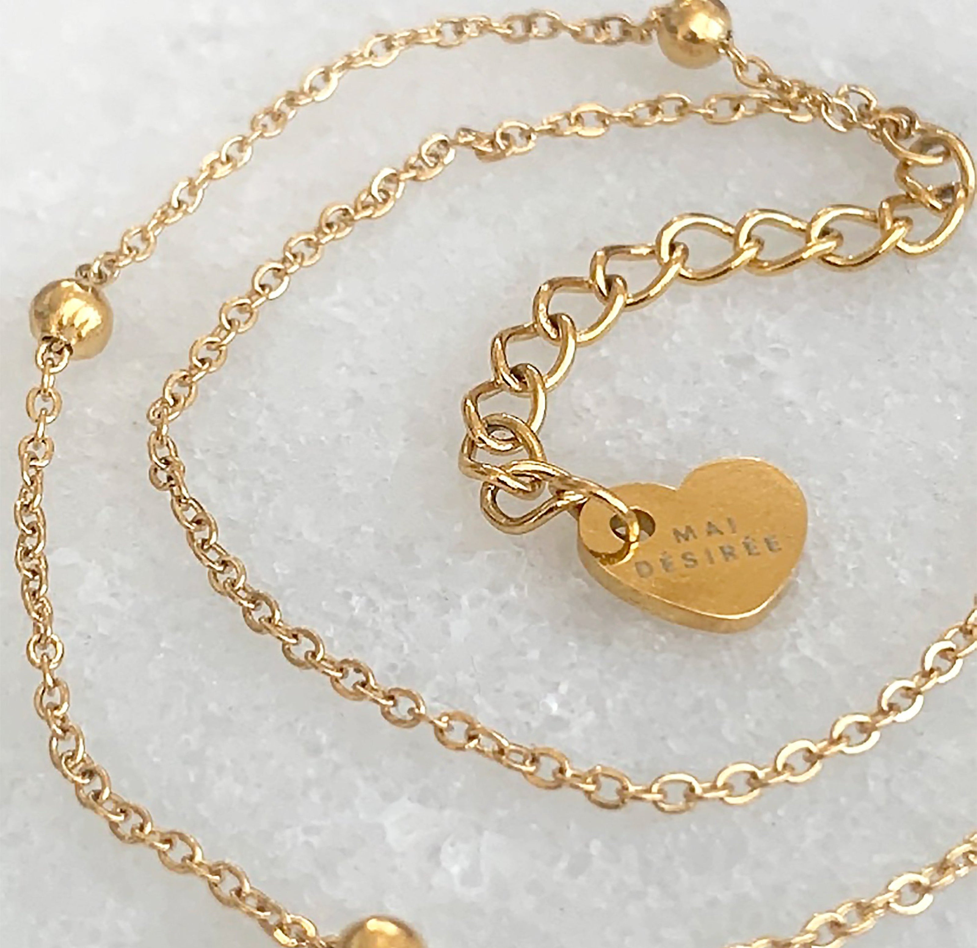Gold Dainty Chain Bracelet Stack - Waterproof Jewelry