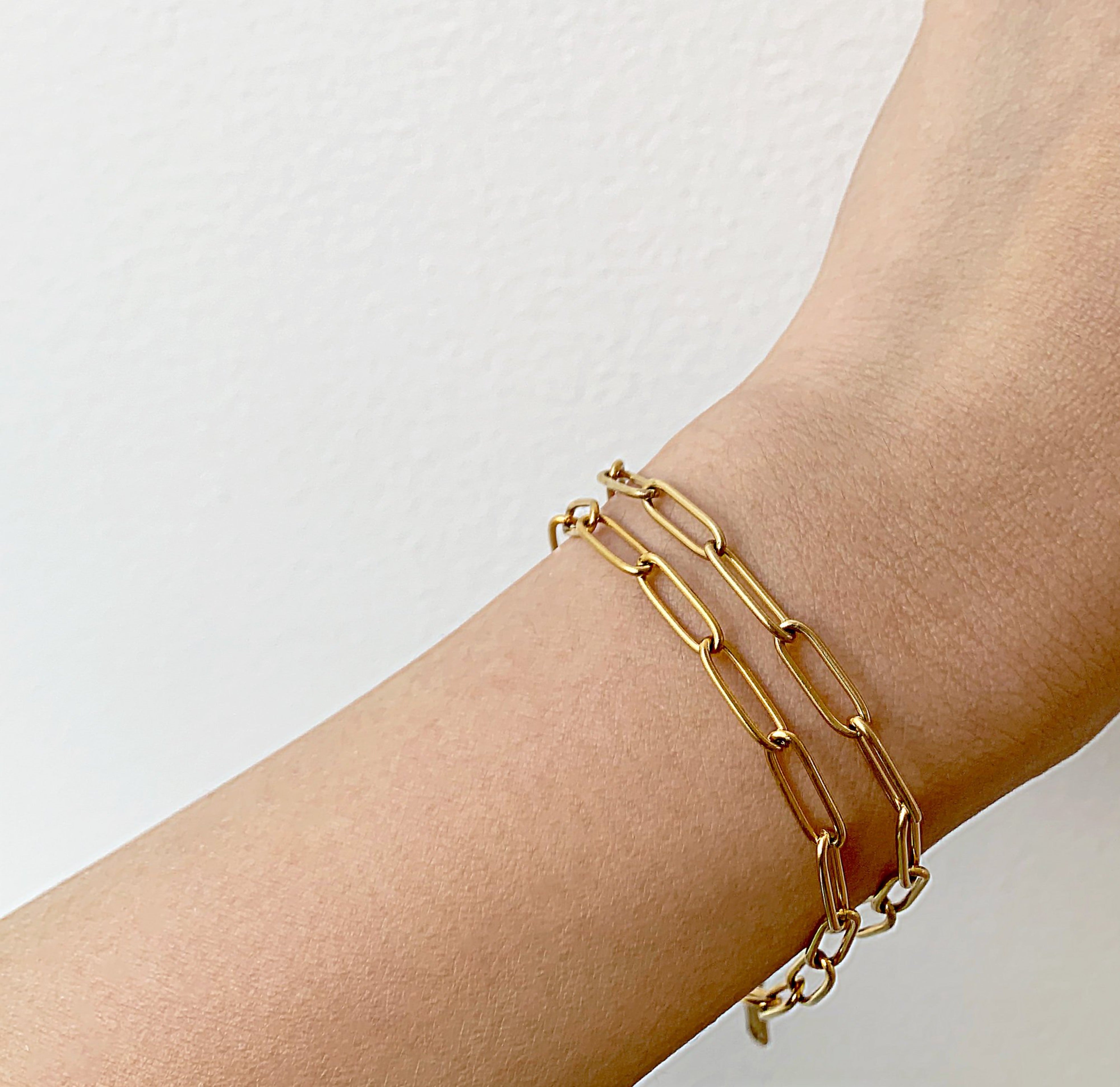 Gold Paperclip Chain Bracelet Sample - Waterproof Chains
