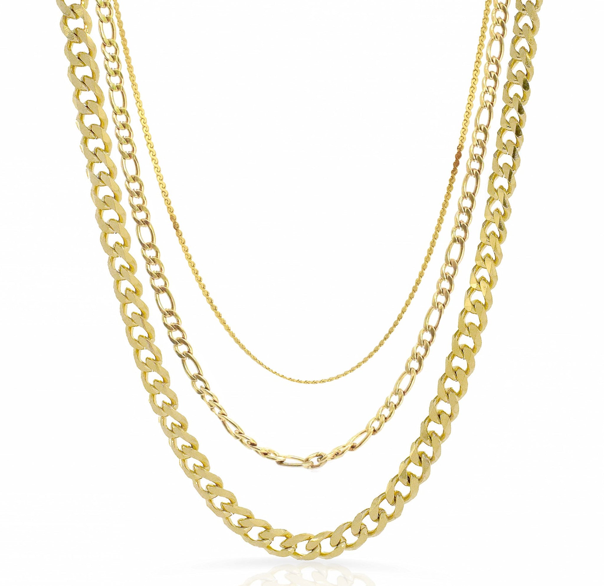 Trio Gold Chain Necklace Set - Waterproof Chains