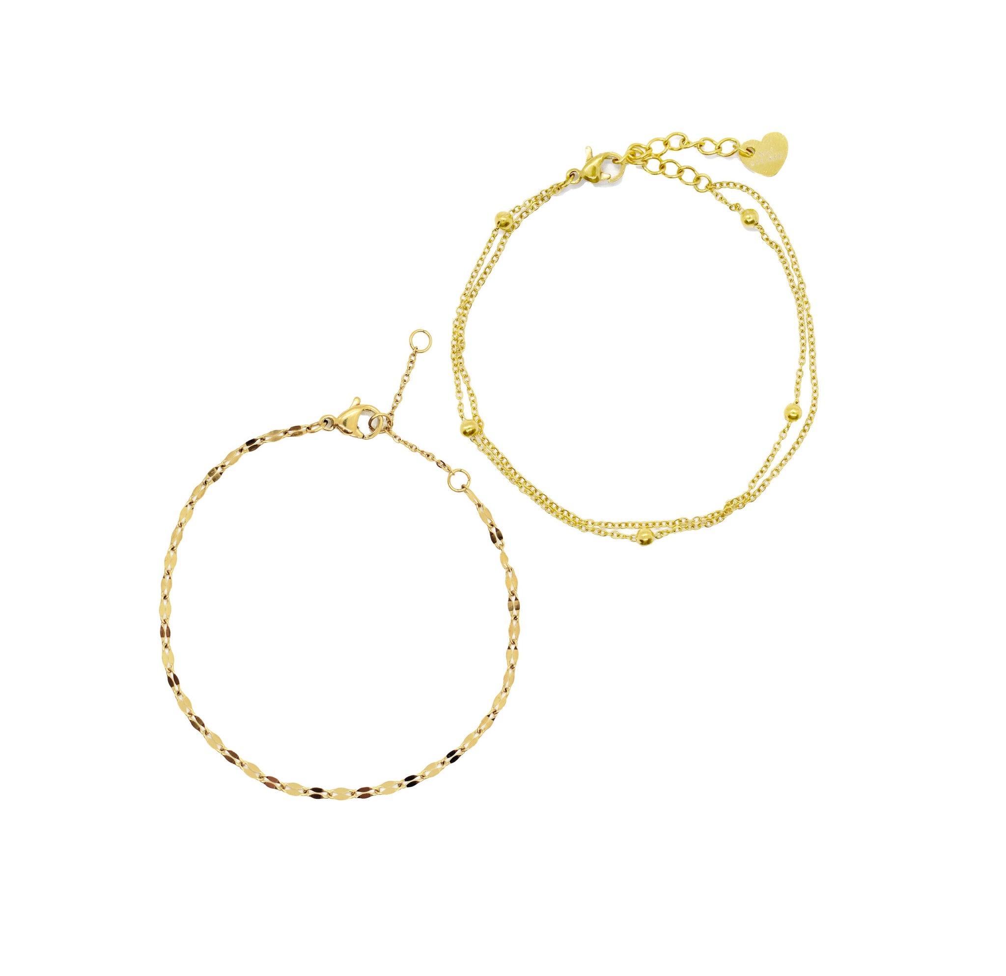 Gold Dainty Chain Bracelet Stack - Waterproof Jewelry
