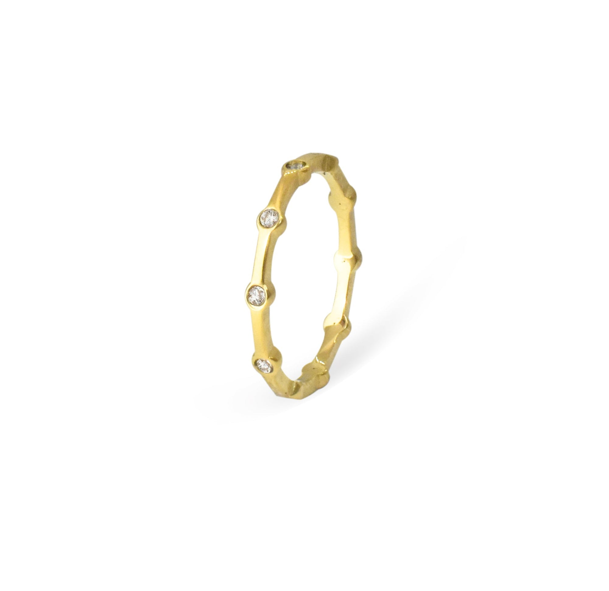 Daphne Thin Gold Pave Stackable Ring - Waterproof Rings