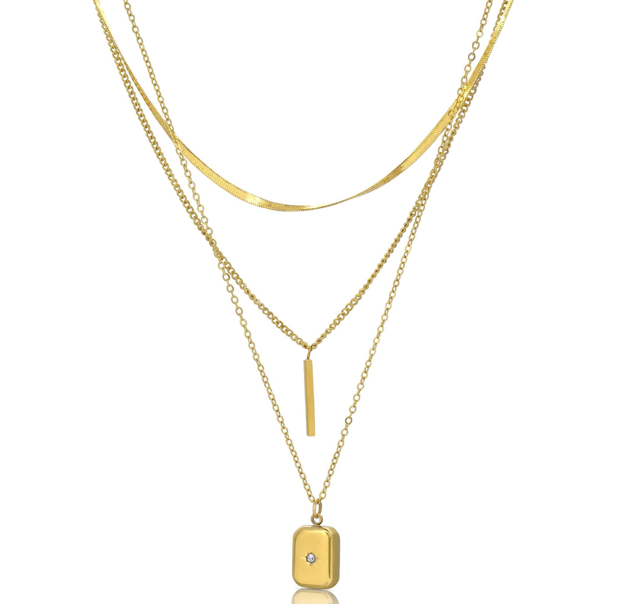 Gabrielle Gold Starburst Stack Necklace Sample- Waterproof Necklace